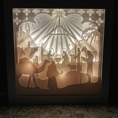 Decorative Nativity Scene Light up Shadow Box, Nativity Christmas Decor ...