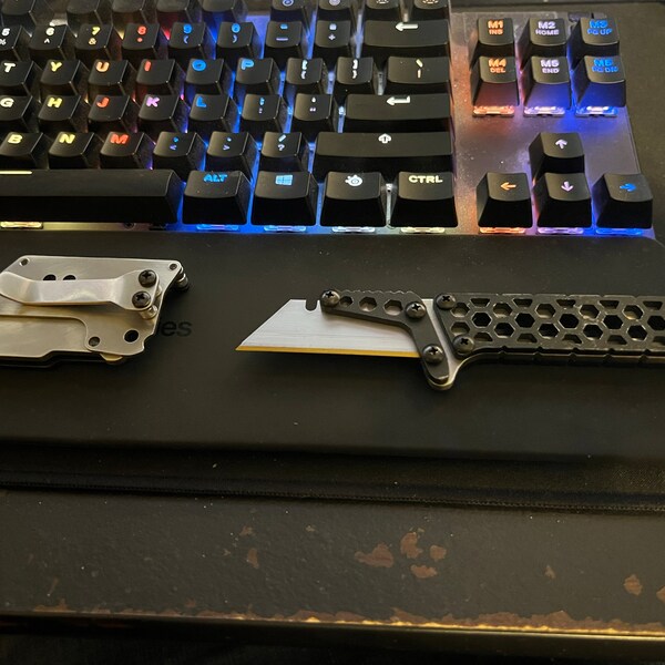 Utility Knife Black Oxide Fixed Blade Razor Unique Custom Stainless ...