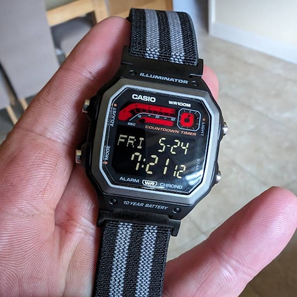 Custom Casio WS-1600 Watch: Hydromod, Negative LCD, Bond Elastic Strap ...