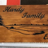 Wilderness Bear Lake With Scenic Pine Trees Pond Family Name Est Sign ...