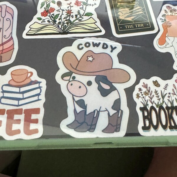 Strawberry Cowboy Boots Sticker, Cowboy Romance Book Stickers, Book ...
