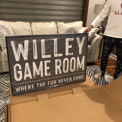 Personalized Family Game Room Sign Modern Farmhouse Wall Decor Custom ...