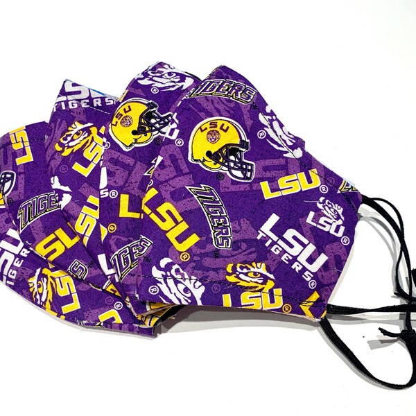 NCAA LSU Tigers Watermark Print Football 100% Cotton Fabric Material ...