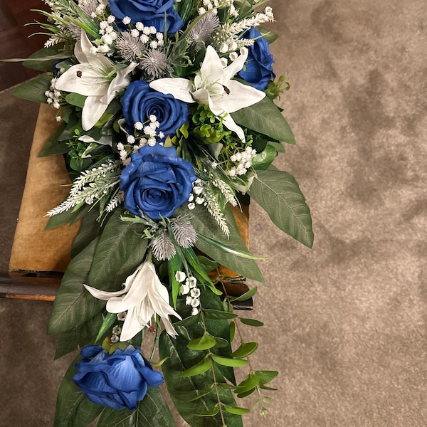 Purple Haze, Artificial Spray Funeral Flowers Coffin Topper Memorial ...