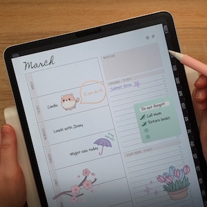 Soft Pink Undated Digital Planner Minimalist, Cute Kawaii Dated ...