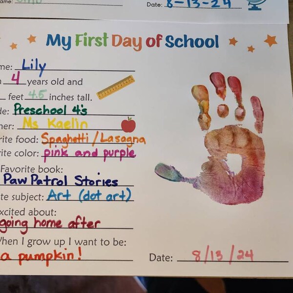 First Day of School Apple Handprint Craft, Handprint Art School Memory ...