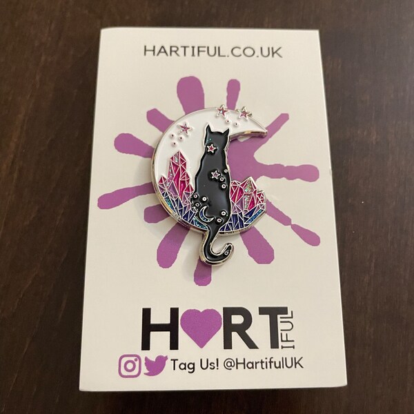Bisexual Pride Flag Crystal and Cat Glitter Enamel Pin Set of Two (or ...