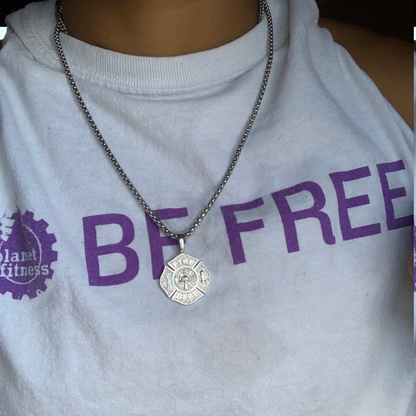 Firefighter Fire Rescue Pendant in Sterling Silver With 24 Stainless ...