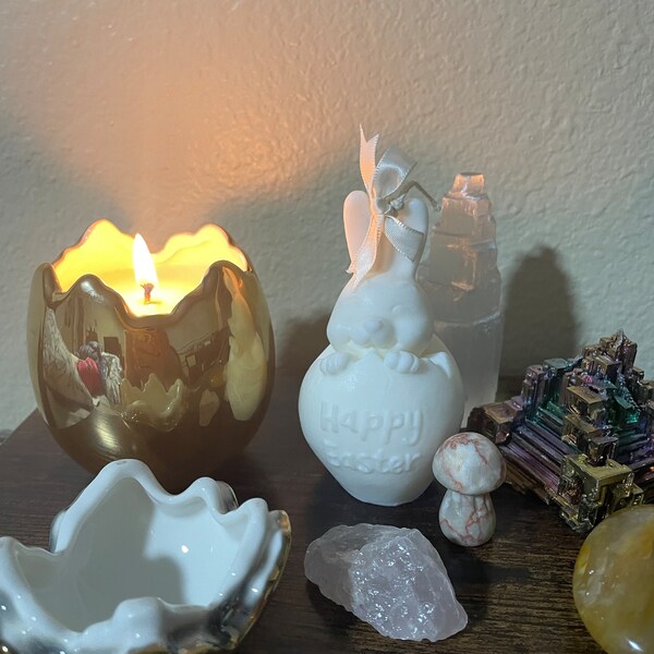 8 Oz Empty White and Gold Eggshell Jar, Perfect Gift for Easter, DIY ...