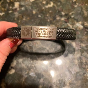 Red Medical Alert ID Bracelet With Soft Leather Personalised, Any ...