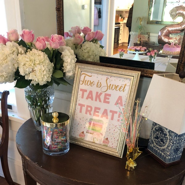 Two is Sweet Take a Treat Sign, Two Sweet Birthday Sign, Two Sweet ...