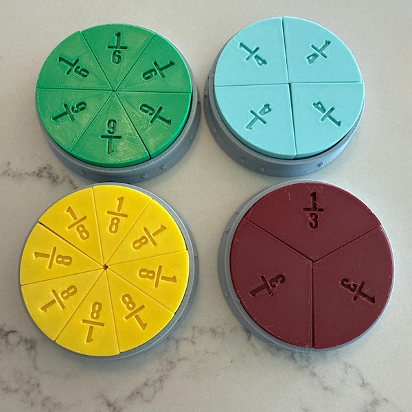 Math Game for Learning Fractions, 3D Printed With Plastic, Educational ...
