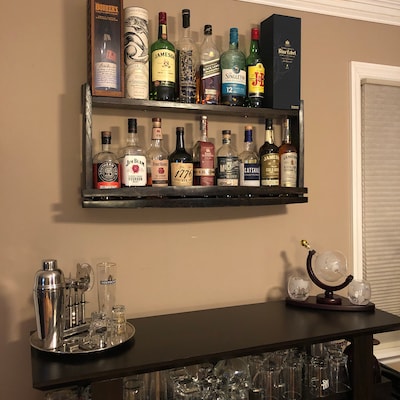 Bar Shelves/bourbon Barrel Wall Mounted Cabinet/unique Bourbon Gifts ...