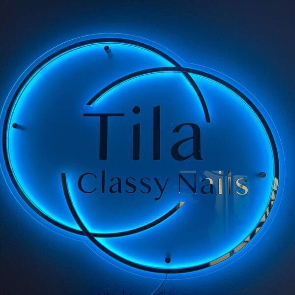 Backlit Custom Business Sign, Personalized Neon Logo, Nail Salon Decor ...
