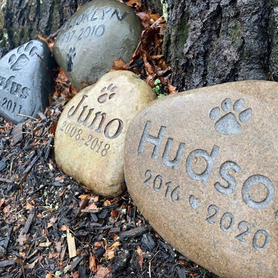 Medium River Stone Pet Memorial Custom Engraved Free Shipping - Etsy