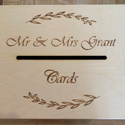 Lockable Wedding Guests Wish Post Box With Wreath Wooden With Slot ...