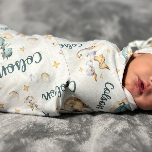 Dragon Swaddle Blanket, Dragon Personalized Baby Blanket, Baby Blanket ...