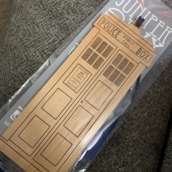 TARDIS Bookmark With Tassel - Laser Engraved Alder Wood - Doctor Who ...