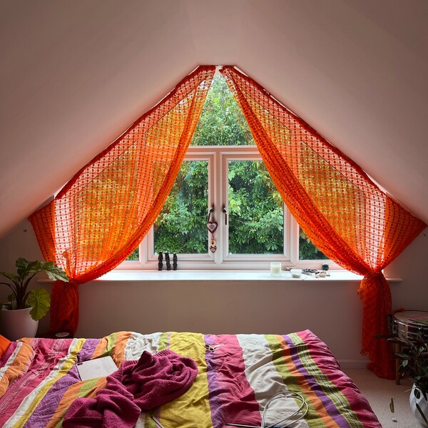 Scandinavian Vintage Curtains. Retro Net Curtains in Amazing Woven ...