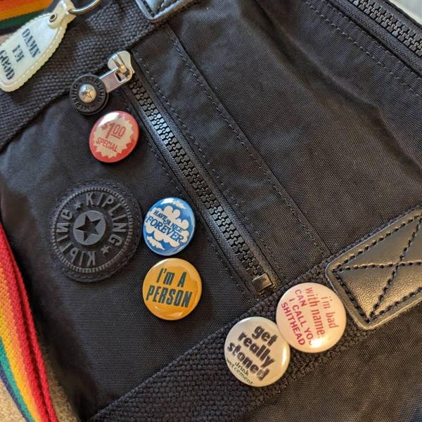 Vintage Style Pinback Buttons - 60s 70s 80s Misc. Novelty Pins ...