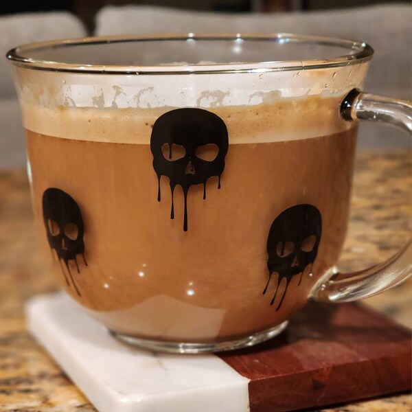 Spooky Mugs Dripping Skull Ghost Coffee Mug Clear Mug Halloween Mug ...