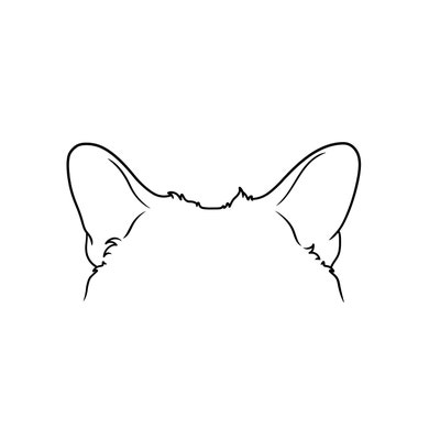 Cat Ears Outline Tattoo, Ear Outline Line, Cat Ears Drawing, Cat Ears ...