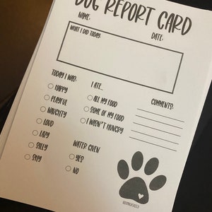 Printable Dog Report Card - Etsy