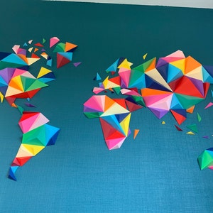Kit Papercraft World Map 3D Multicolor S/M/L/XL Size Wall - Etsy Canada