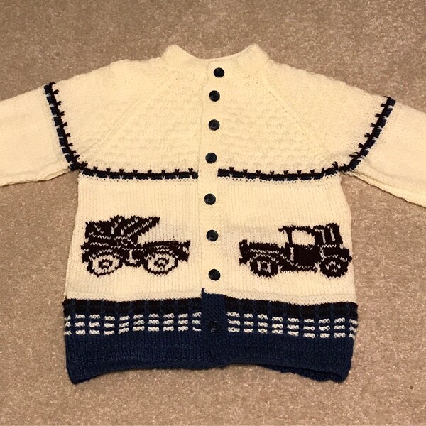 PDF Knitting Pattern Boys Cardigan Retro Cars P104 - Etsy