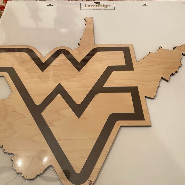 West Virginia University WV Logo on State Wall Hanging - Crafted From ...