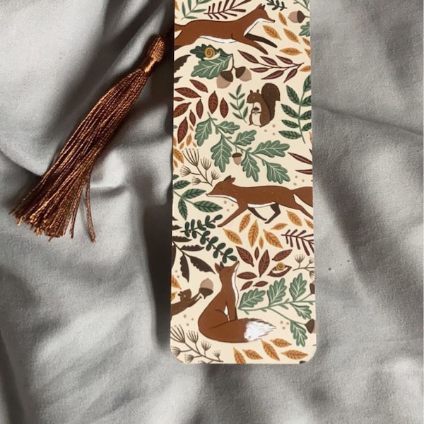 Foxes and Squirrels Bookmark. Woodland Creatures Illustration ...