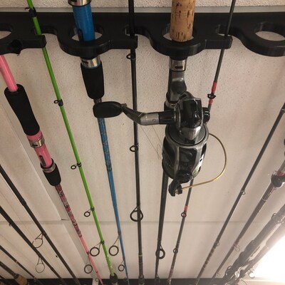 2 Fishing Rod Pole Reel Folding Holder Gunwale Boat Rack Bungee Low ...