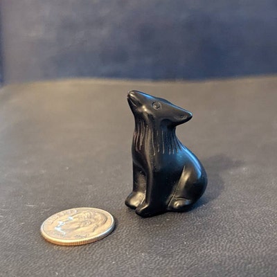 36 Stone, 2 Crystal Wolf Hand Carving, Quartz Crystal, Mineral Specimen ...