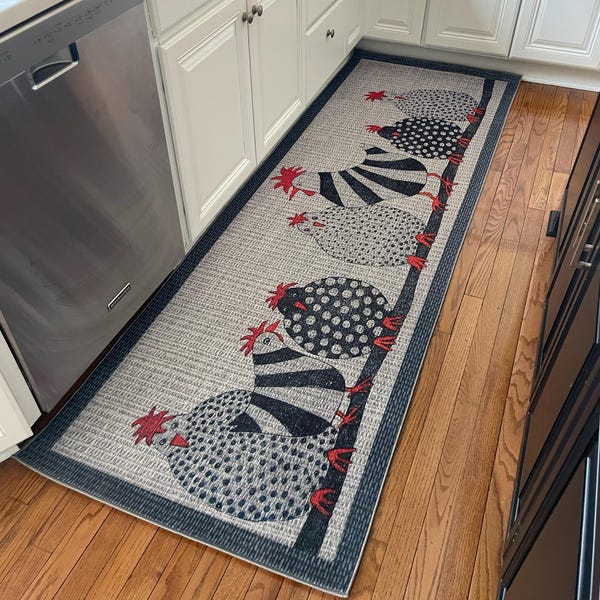 Chicken Kitchen Dining Room Runner Rug / Mat Non-skid Machine Washable ...