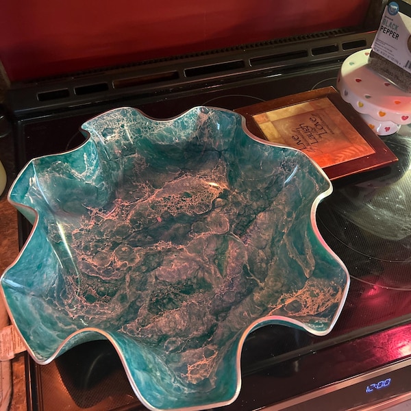 Wood and Epoxy Resin Tray Blue Design, Serving Tray, Tv Tray, One of a ...