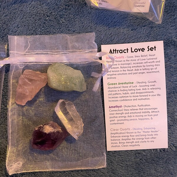 Attract Love Stone Set - Heart Chakra - Raw Crystal Love Set - Manifest ...