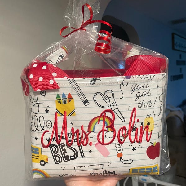 Teacher Room Teacher Gift Back to School Organizer Bin Storage Fabric ...