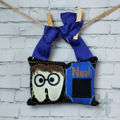 DIGITAL ITEM: 5x7 Wizard Boy Tooth Fairy Pillow ITH Embroidery Design ...