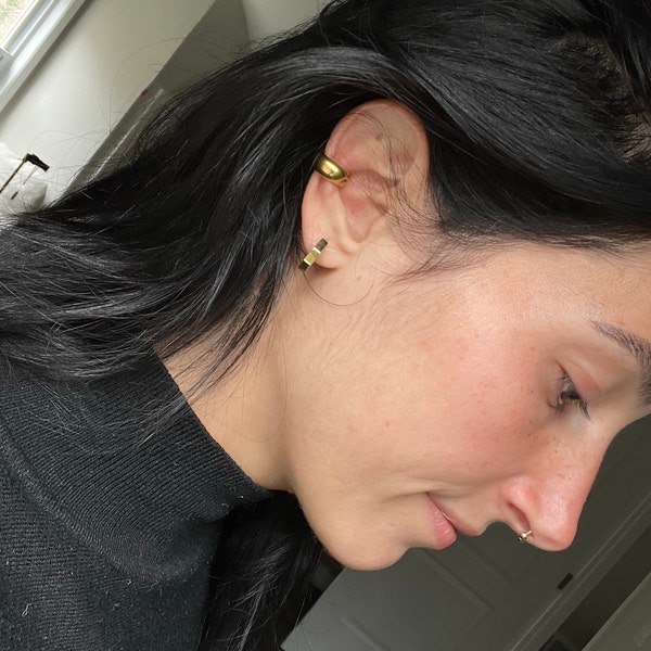 18K Gold Plated Titanium Multi-layered Ear Cuffs, To-go Jewelry, No ...