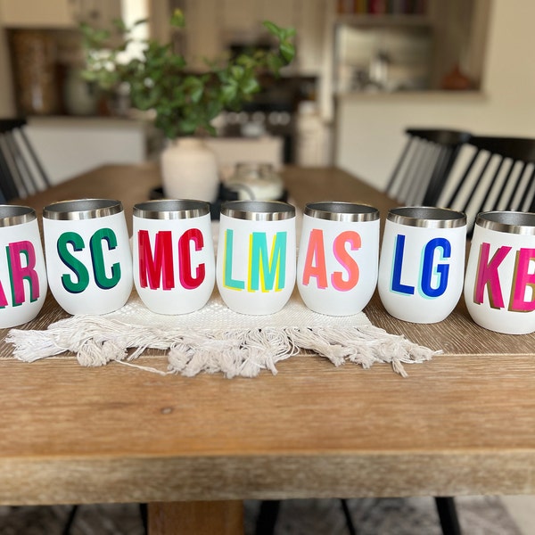 Two Letter Double Layer Initials Decal - Shadow Block Initials - Vinyl ...