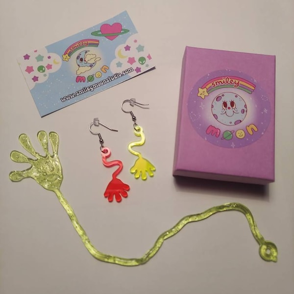 Sticky Hand Acrylic Earrings, Laser Cut Acrylic Earrings, 90s Inspired ...