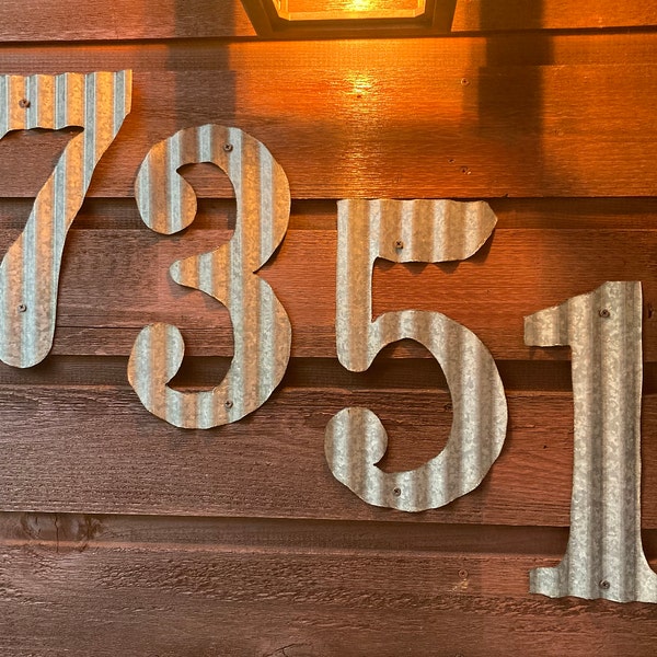 12 Inch Corrugated Tin Numbers / Rusty Tin Numbers / Corrugated Tin ...