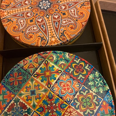 Coasters / Set of 6 Drink Coasters Turkish Mediterranean Persian Design ...