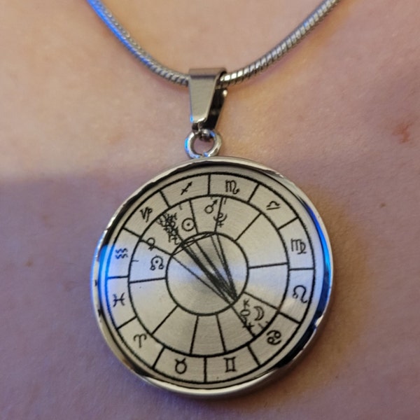 Astrology Birth Chart Necklace Personalized Pendant. Silver & Black ...