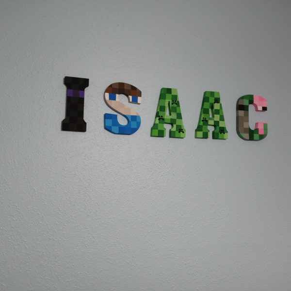 Minecraft Wooden Letters/hand Painted Letters/boys Room Decor/steve ...