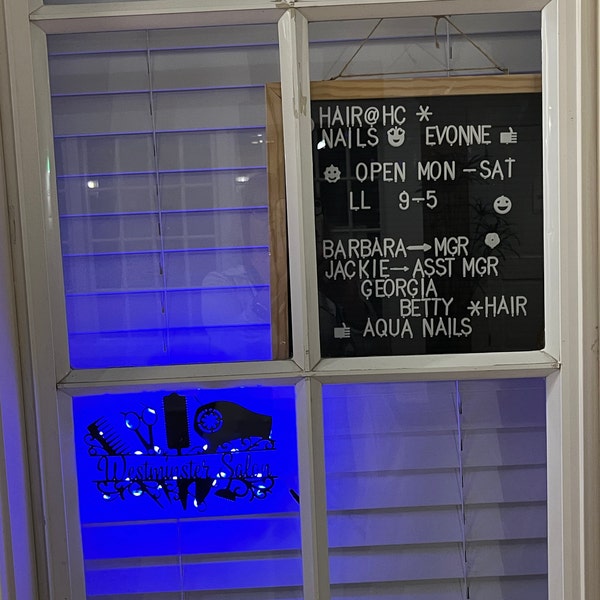 Custom Hair Salon Metal Wall Art LED Light - Personalized Hair Stylist ...