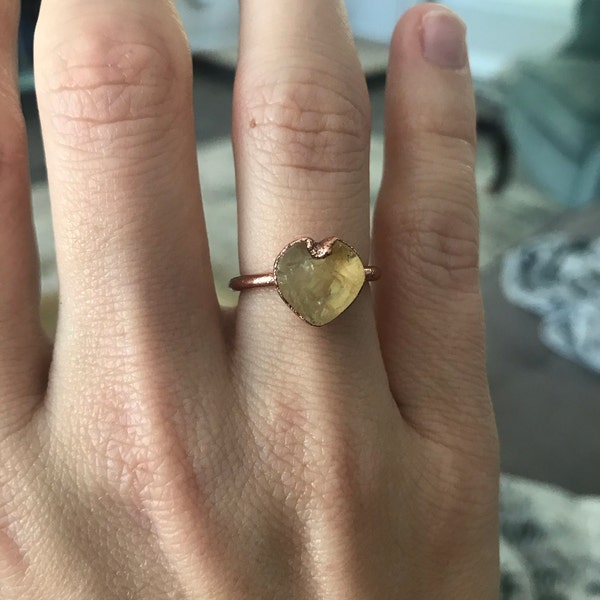 Crystal Quartz Heart Ring, Heart Shaped Crystal Ring, Crystal Heart ...