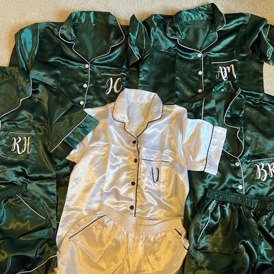 Red Color Pj's,customized Satin Pyjamas,bridesmaid Pajama Sets,bridal ...