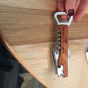Engraved corkscrew opener Personalized wood bottle opener | Etsy