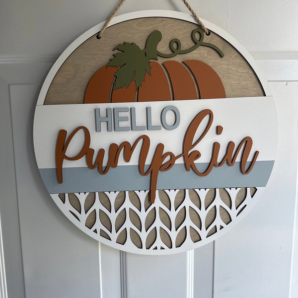 Fall Door Hanger | Fall Door Sign | Fall Door Decor | Hello Pumpkin ...